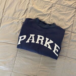 Parke | Sweaters | Parke Blue Varsity Mockneck Fleece Sweater Size Lxl ...